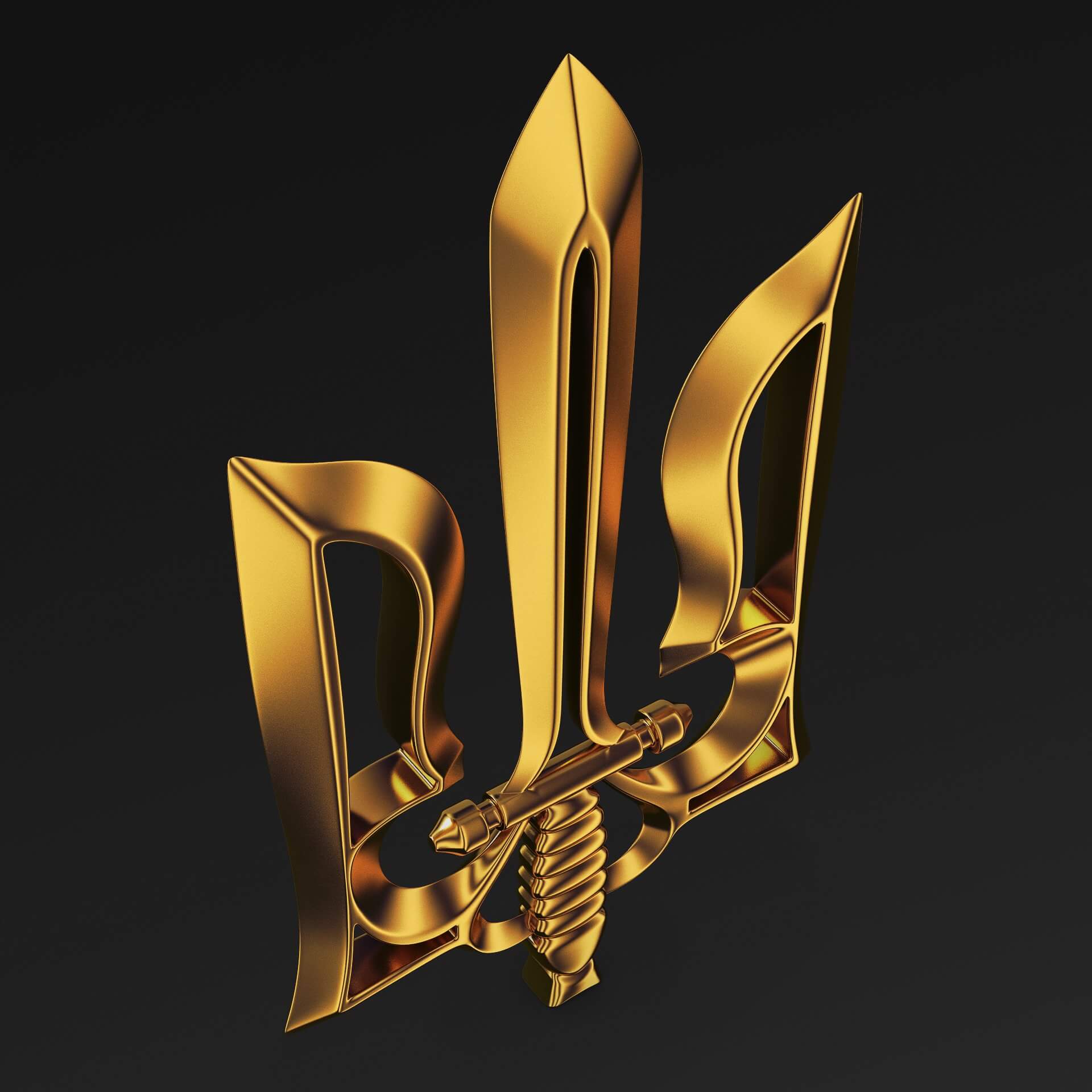 Stylized Ukrainian Tryzub M 1 - 3D Model by Zurel