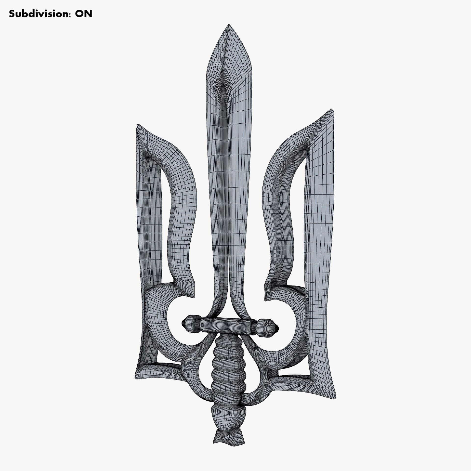 Stylized Ukrainian Tryzub M 1 - 3D Model by Zurel