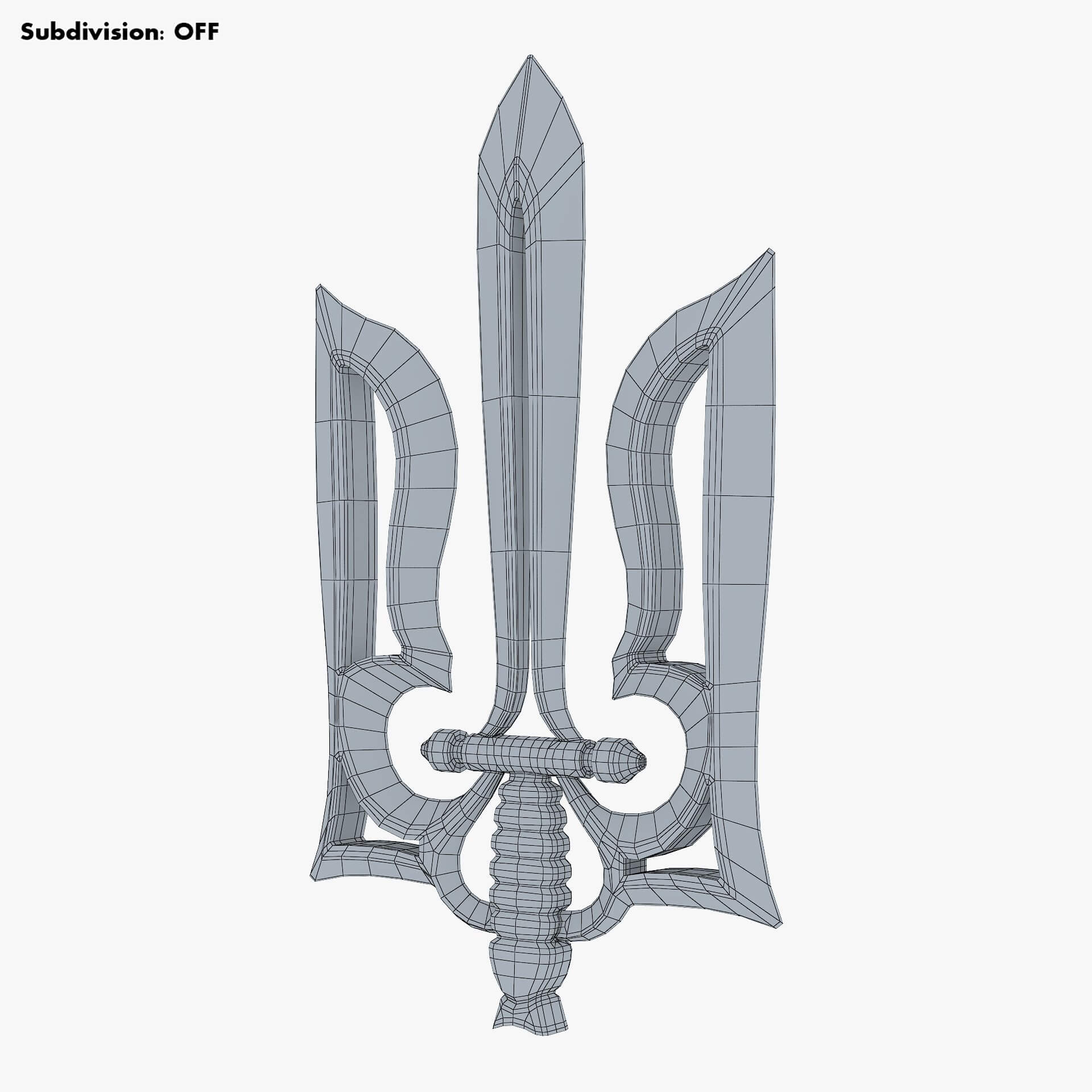 Stylized Ukrainian Tryzub M 1 - 3D Model by Zurel