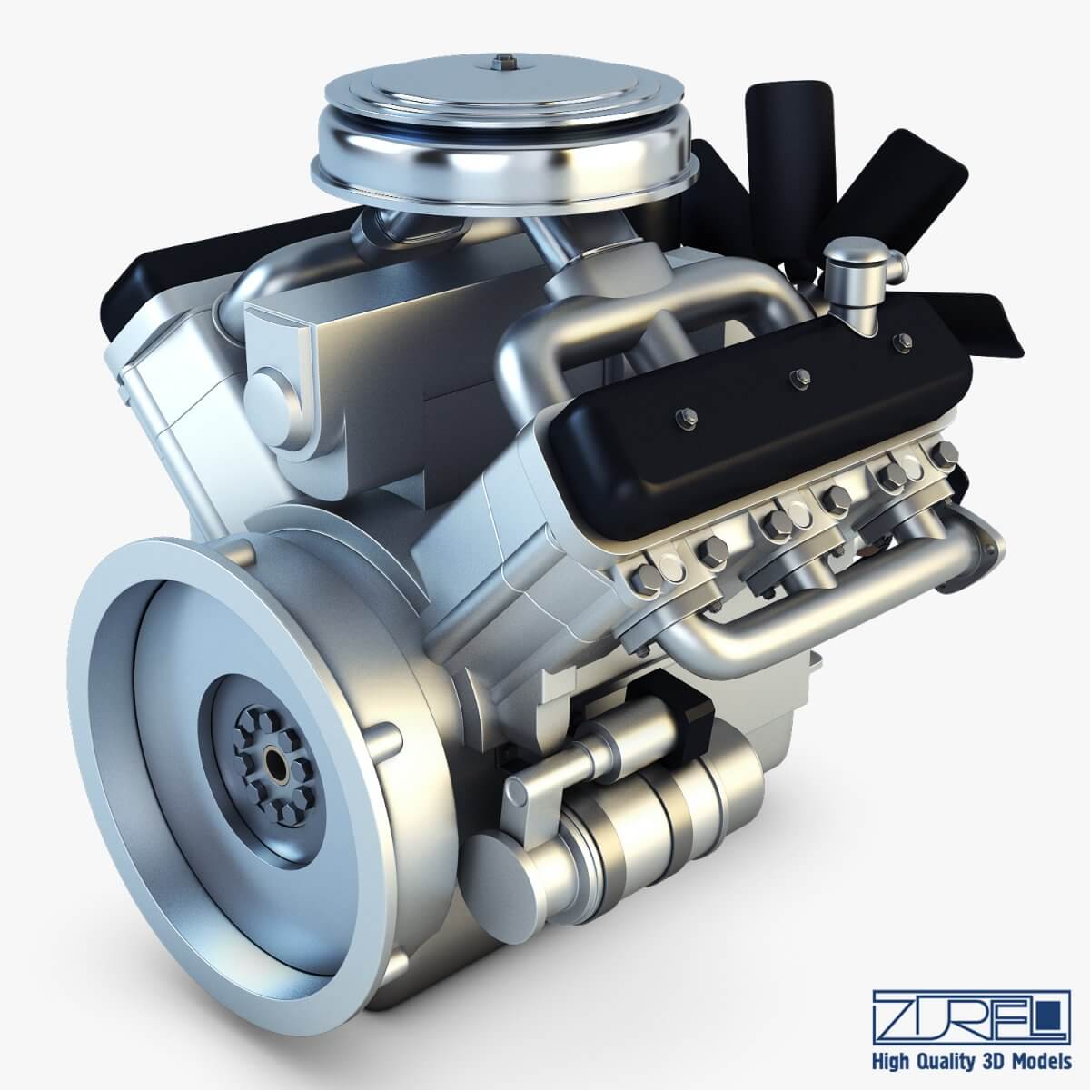 V6 Type Engine V 1 - 3D Model by Zurel