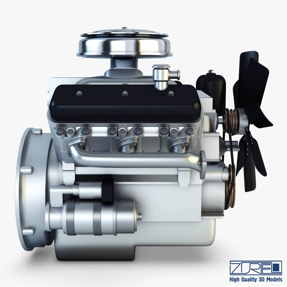 V6 Type Engine V 1 - 3D Model by Zurel