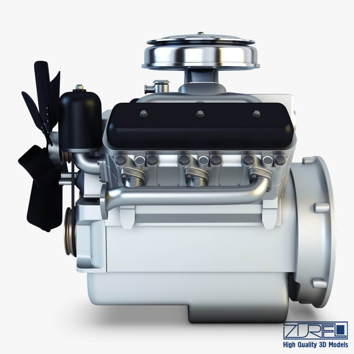 V6 Type Engine V 1 - 3D Model by Zurel