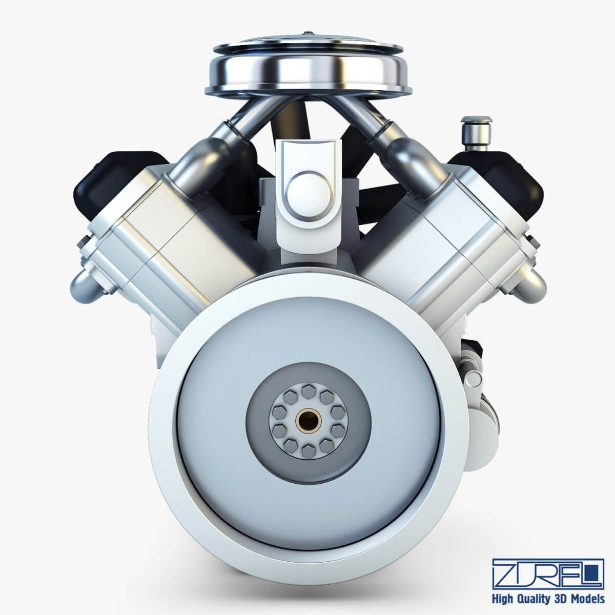 V6 Type Engine V 1 - 3D Model by Zurel