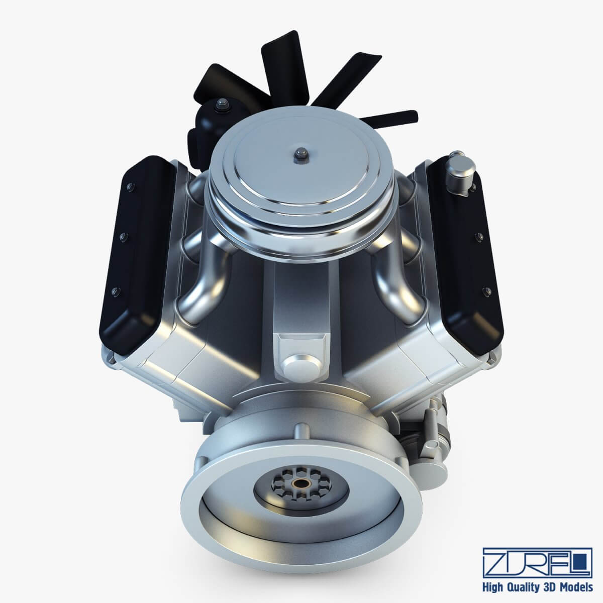 V6 Type Engine V 1 - 3D Model by Zurel