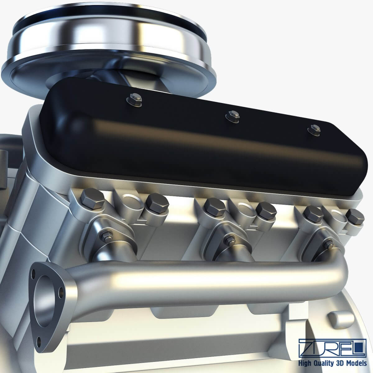 V6 Type Engine V 1 - 3D Model by Zurel
