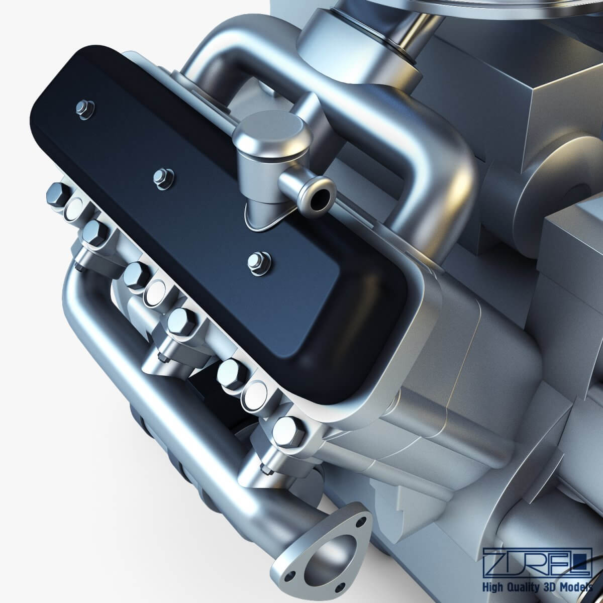 V6 Type Engine V 1 - 3D Model by Zurel