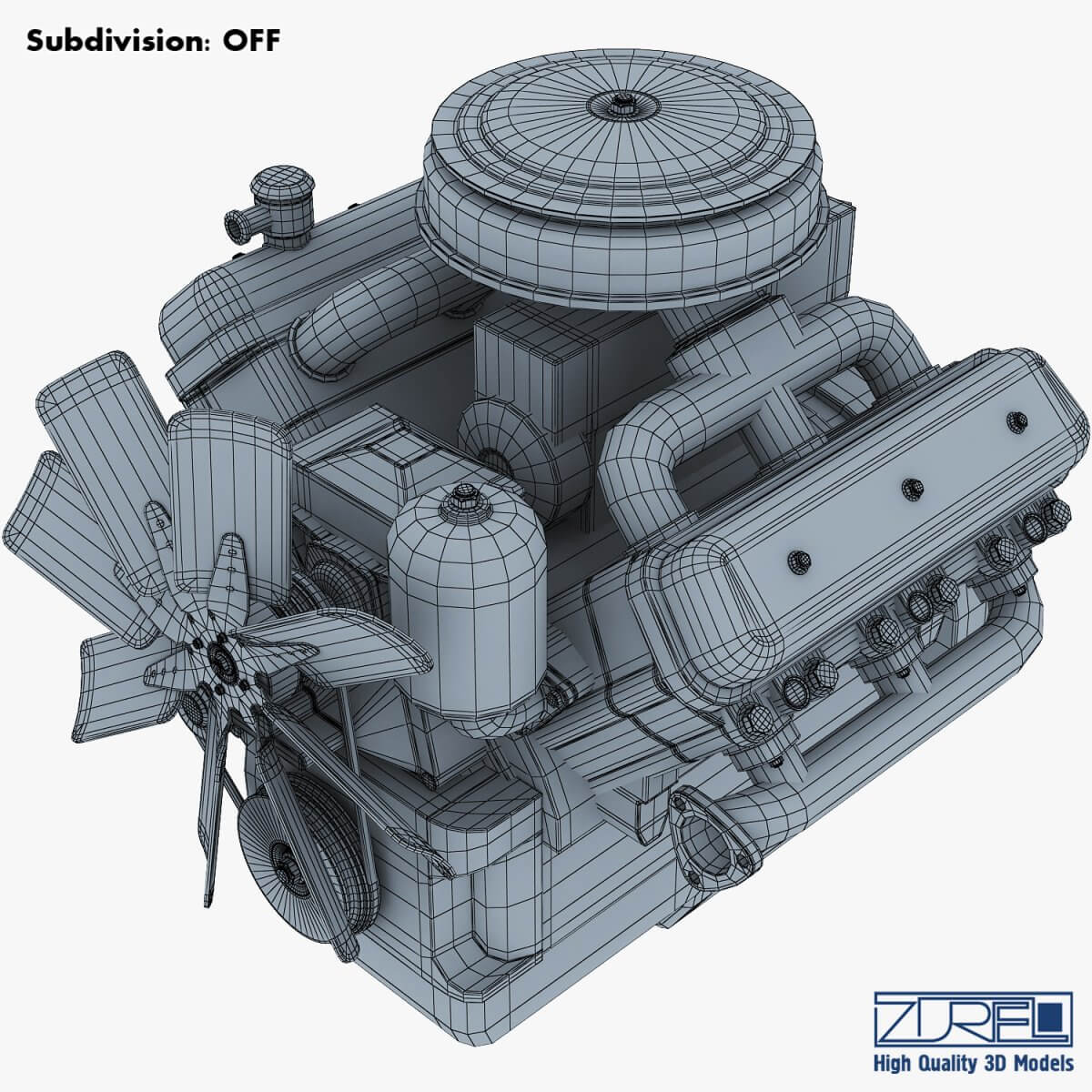 V6 Type Engine V 1 - 3D Model by Zurel