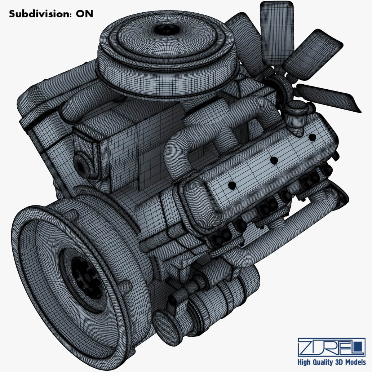 V6 Type Engine V 1 - 3D Model by Zurel