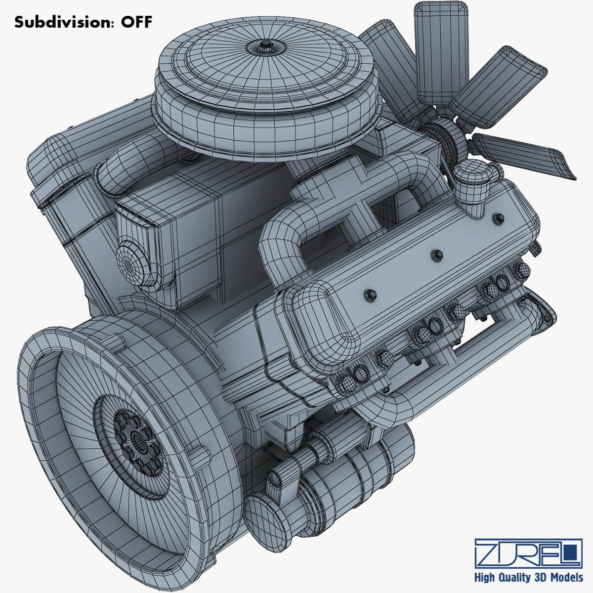 V6 Type Engine V 1 - 3D Model by Zurel
