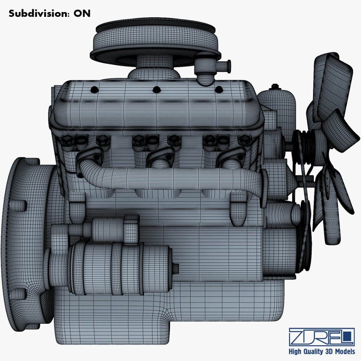 V6 Type Engine V 1 - 3D Model by Zurel
