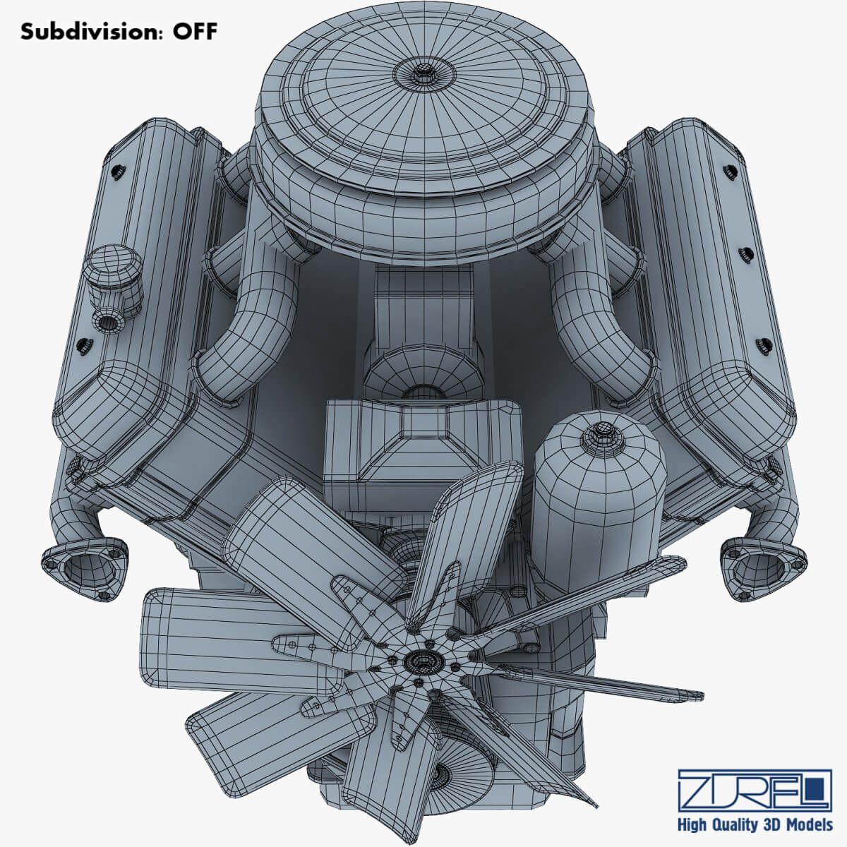 V6 Type Engine V 1 - 3D Model by Zurel