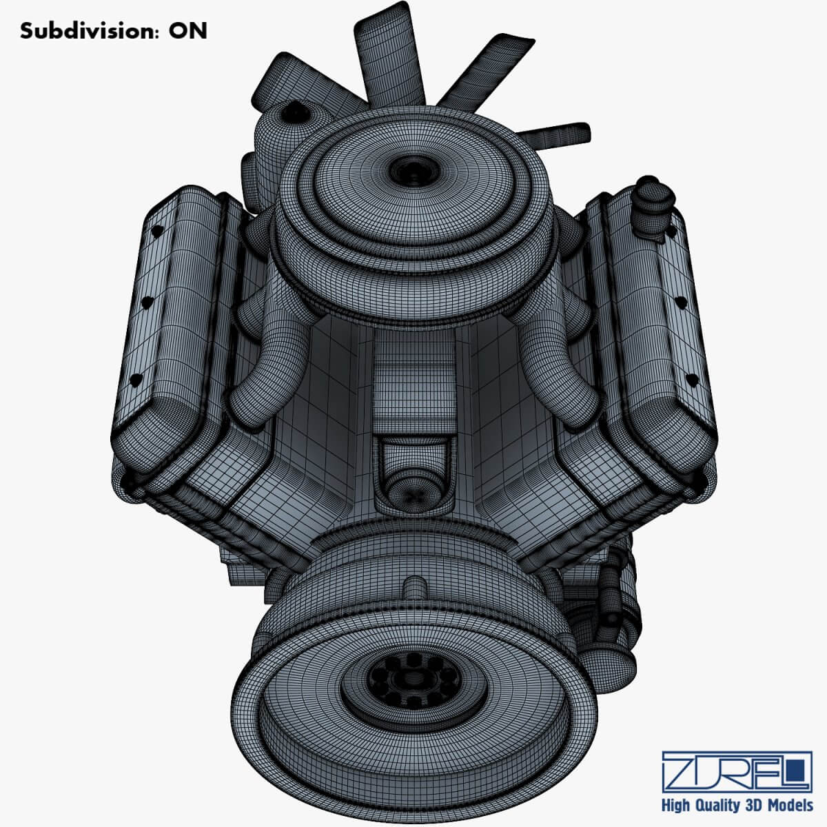 V6 Type Engine V 1 - 3D Model by Zurel