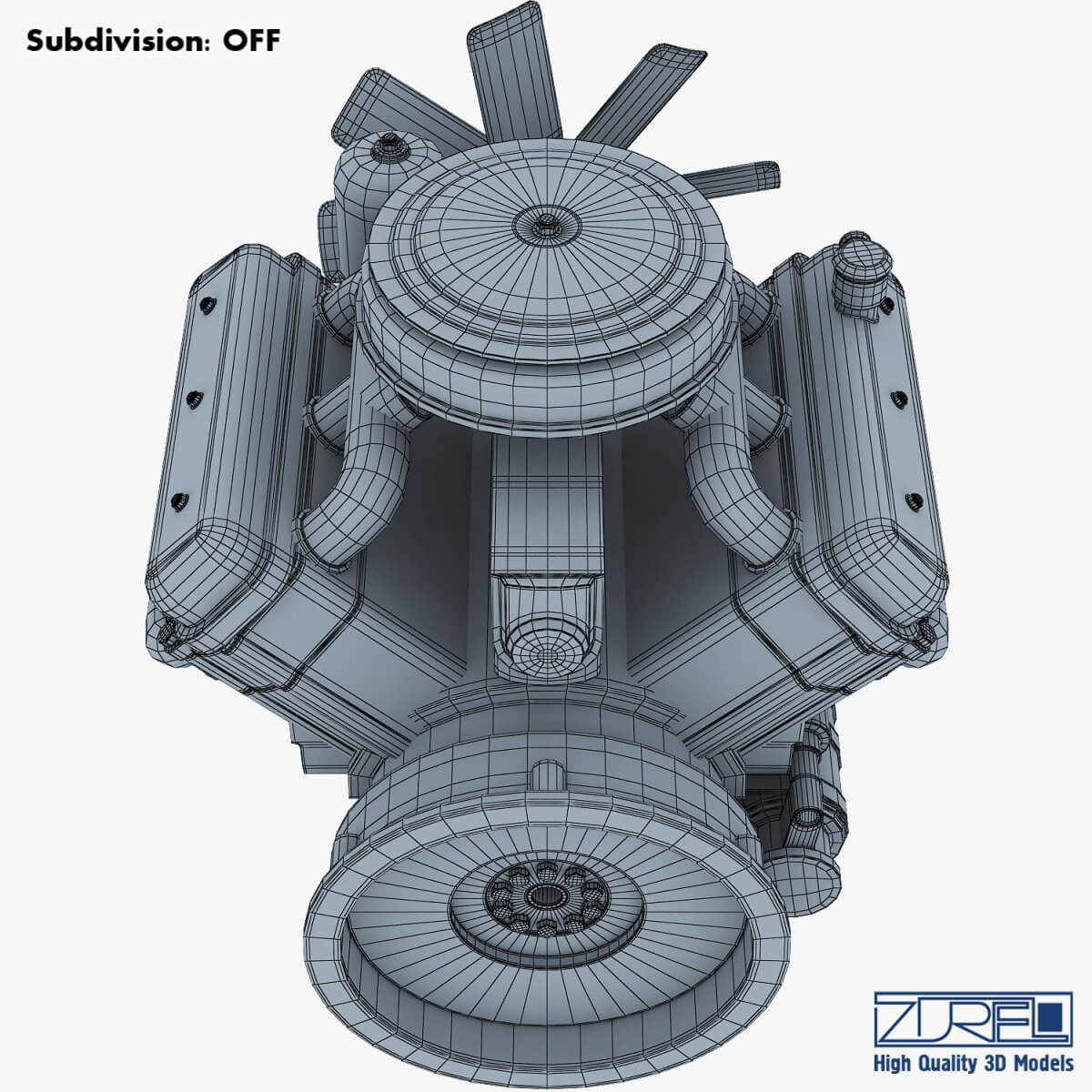 V6 Type Engine V 1 - 3D Model by Zurel