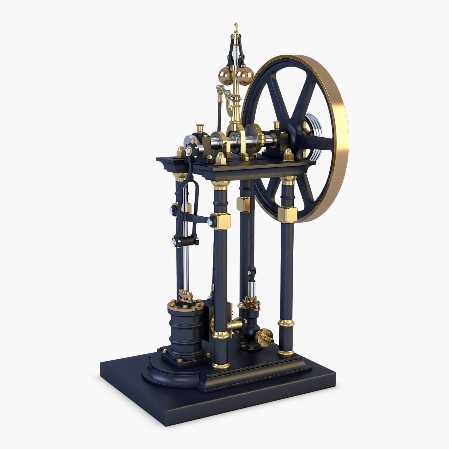 Classic Beam Steam Engine With Flywheel M1 - 3D Model by Zurel