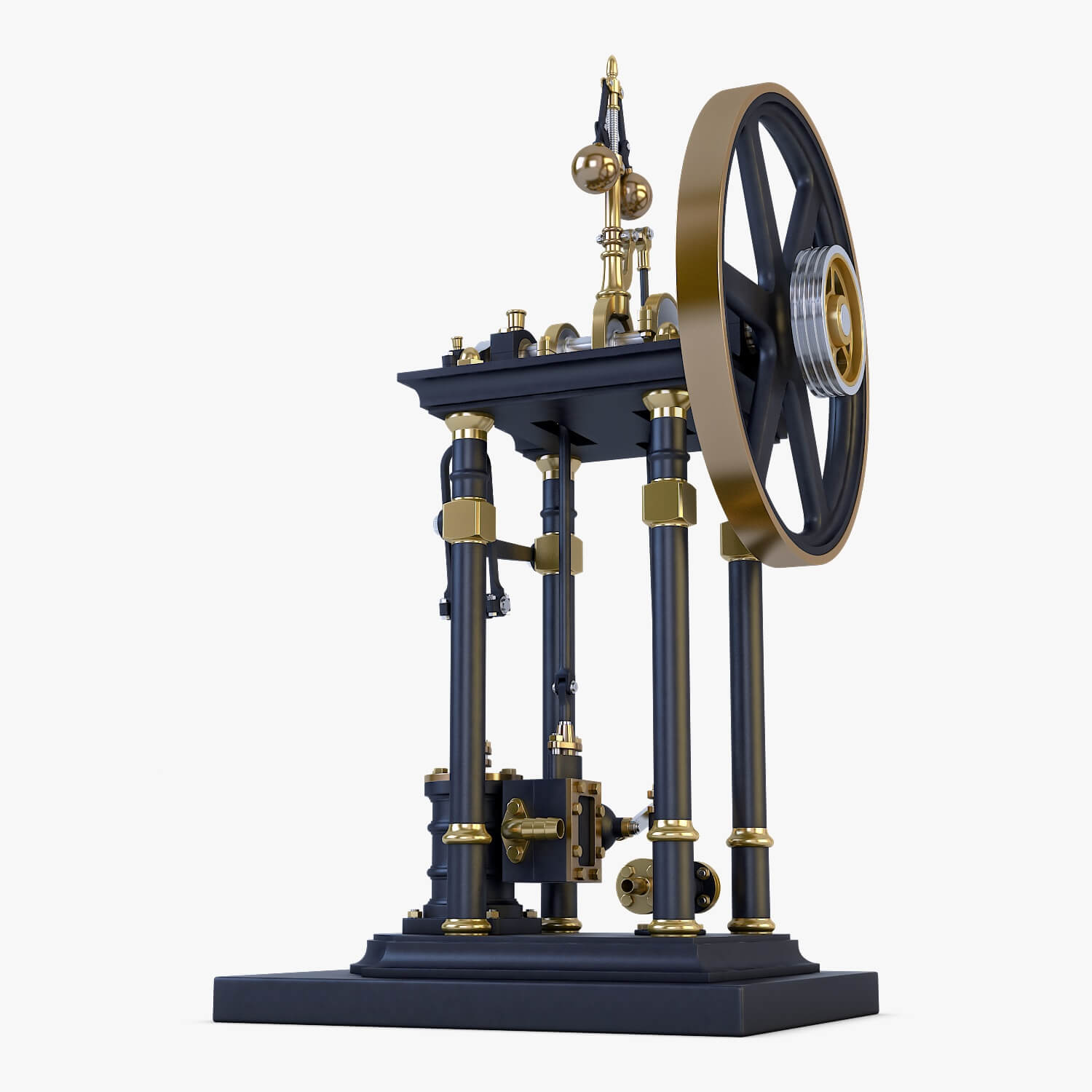 Classic Beam Steam Engine With Flywheel M1 - 3D Model by Zurel