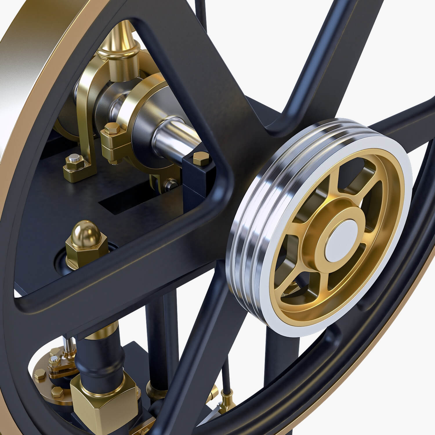 Classic Beam Steam Engine With Flywheel M1 - 3D Model by Zurel