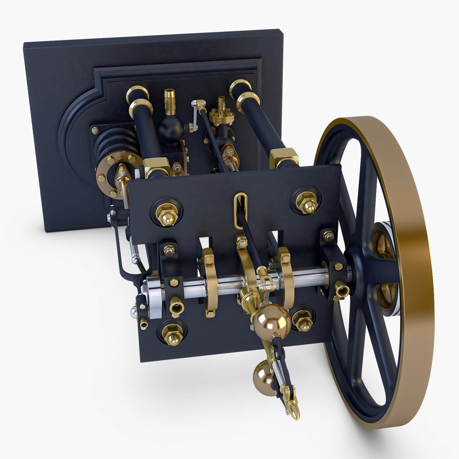 Classic Beam Steam Engine With Flywheel M1 - 3D Model by Zurel