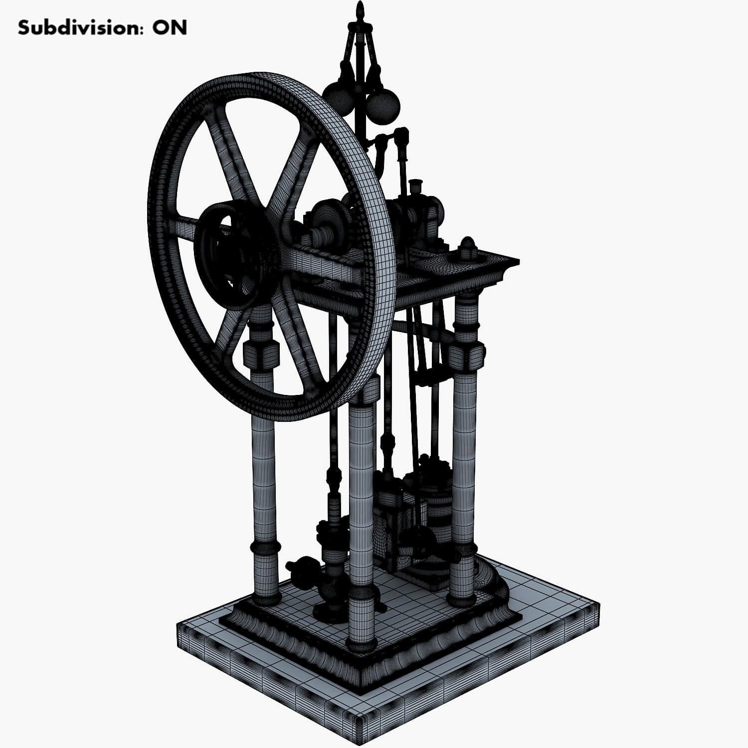 Classic Beam Steam Engine With Flywheel M1 - 3D Model by Zurel