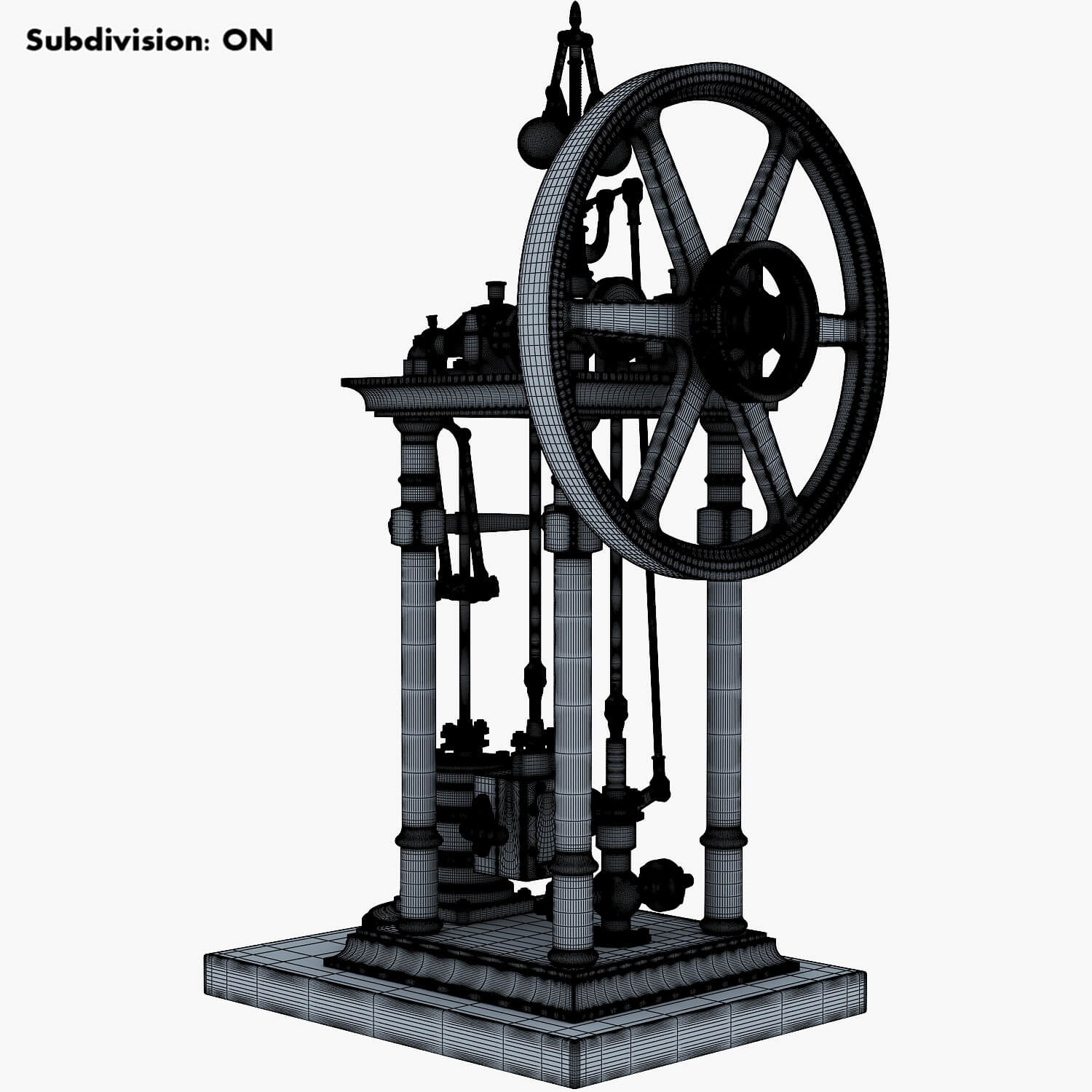 Classic Beam Steam Engine With Flywheel M1 - 3D Model by Zurel