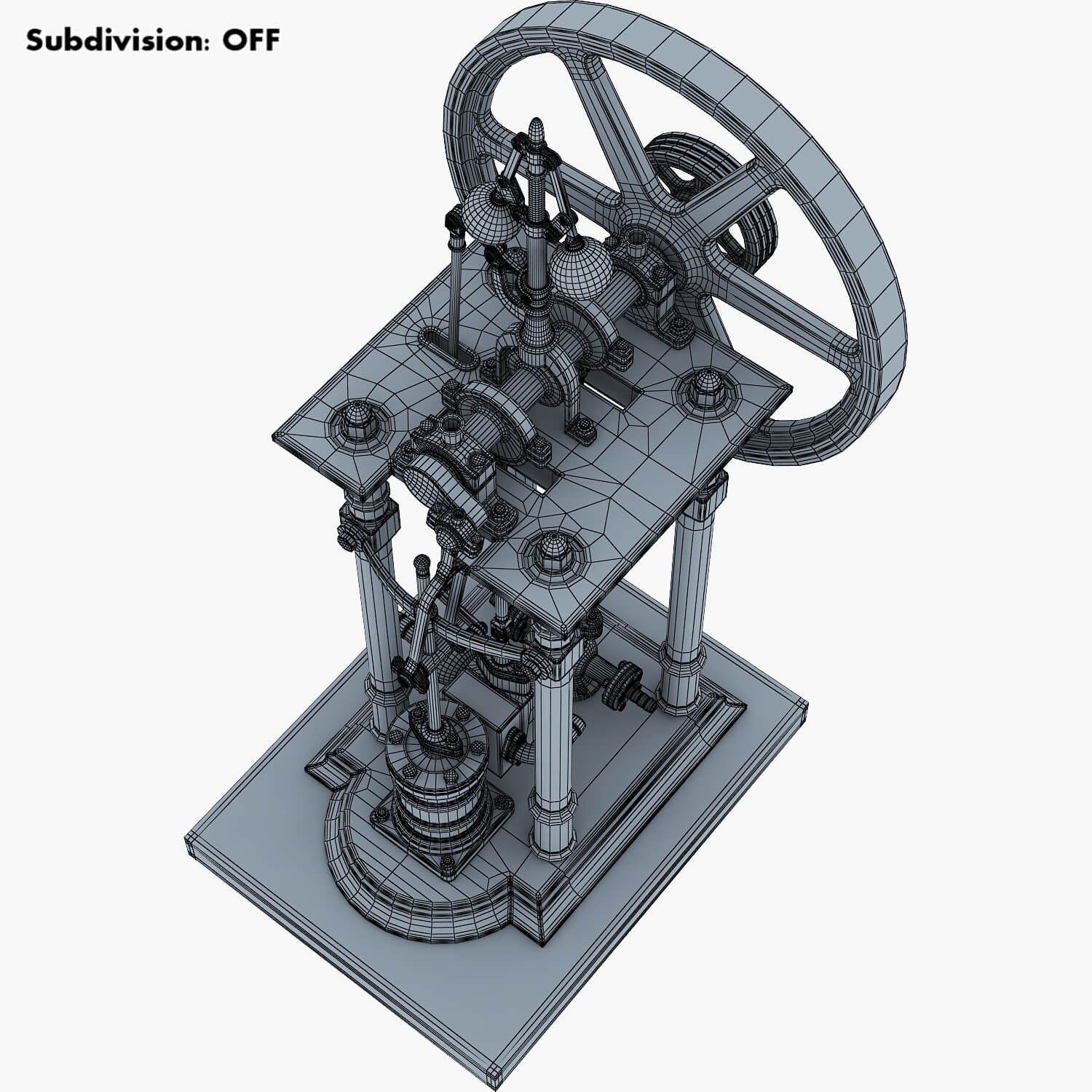 Classic Beam Steam Engine With Flywheel M1 - 3D Model by Zurel