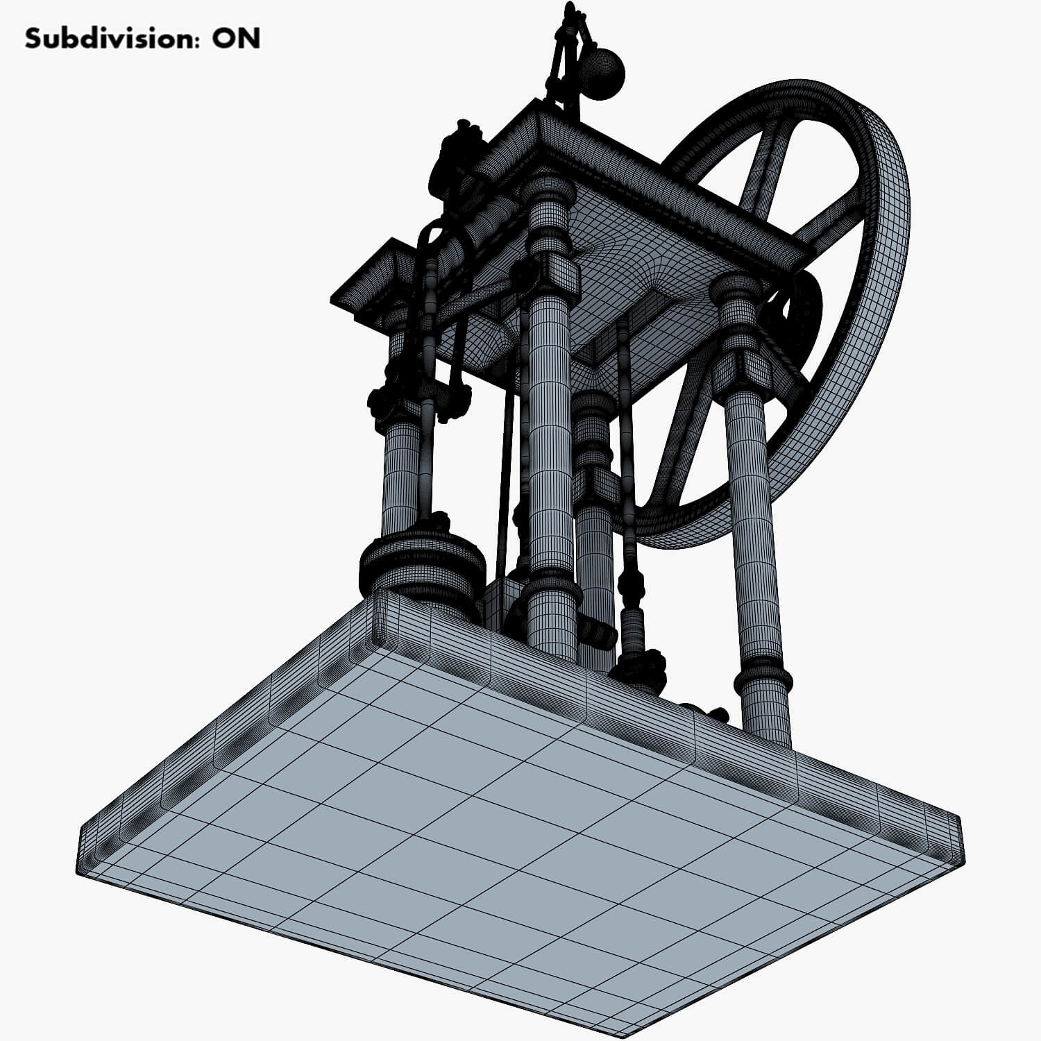 Classic Beam Steam Engine With Flywheel M1 - 3D Model by Zurel