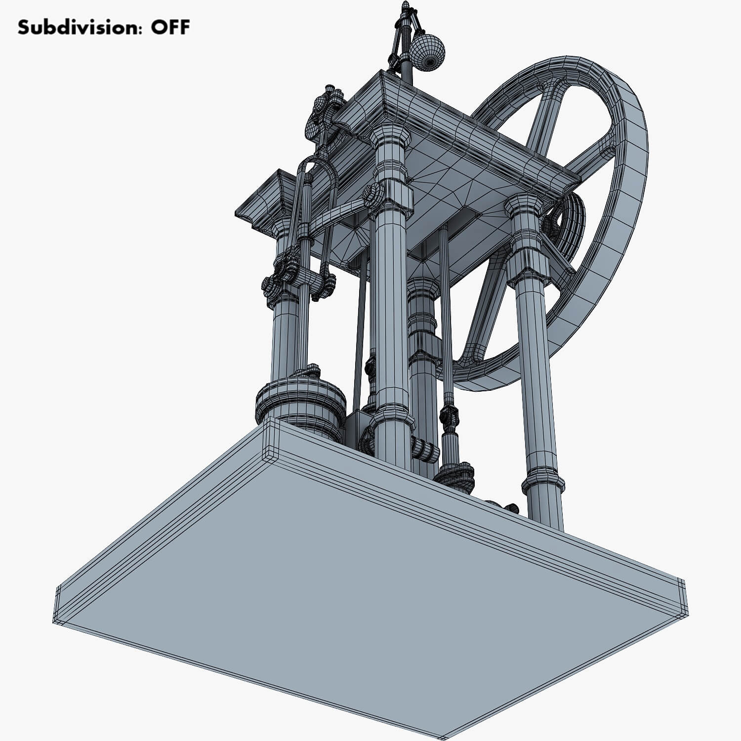 Classic Beam Steam Engine With Flywheel M1 - 3D Model by Zurel