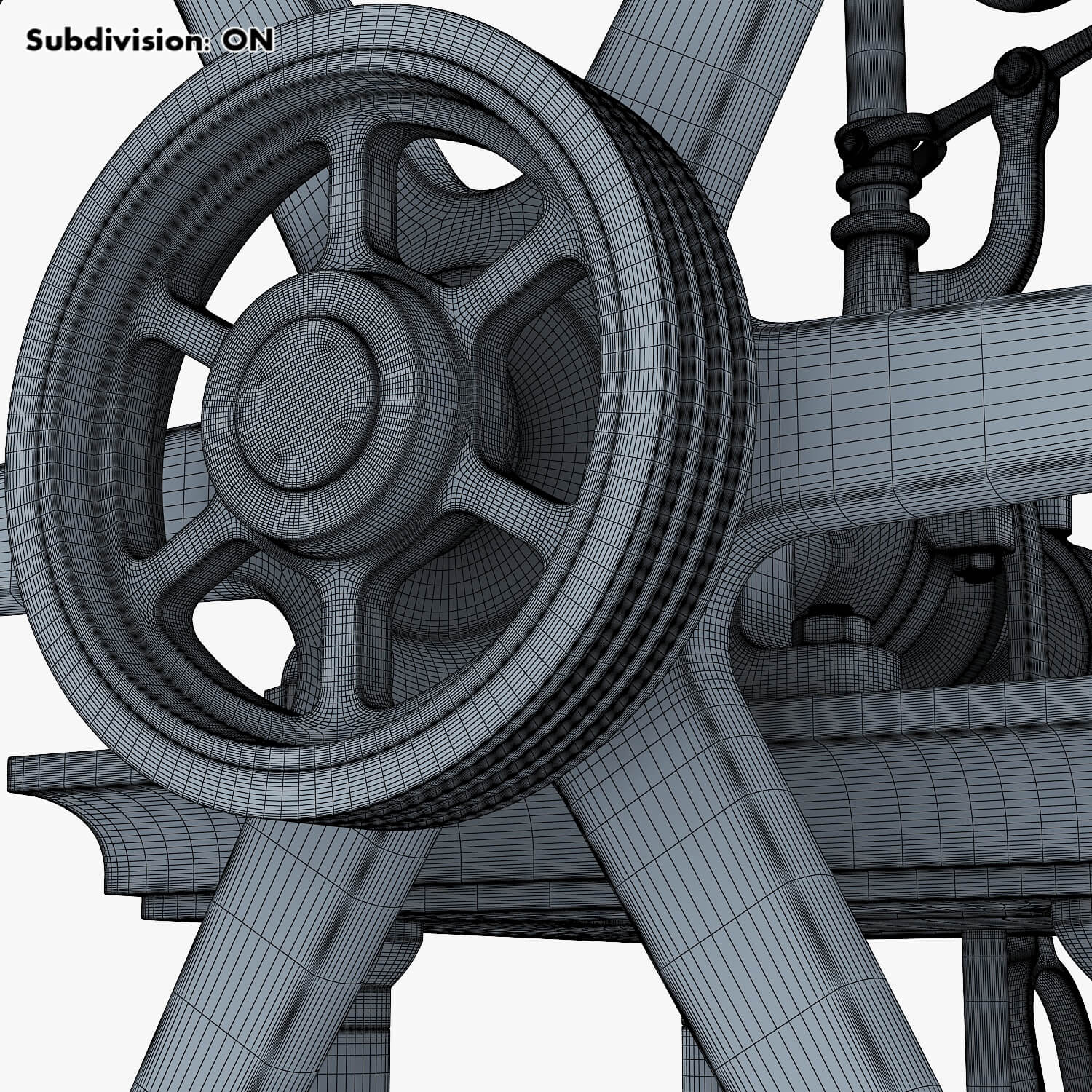 Classic Beam Steam Engine With Flywheel M1 - 3D Model by Zurel