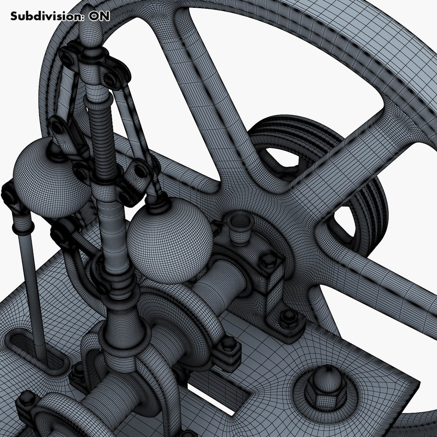 Classic Beam Steam Engine With Flywheel M1 - 3D Model by Zurel