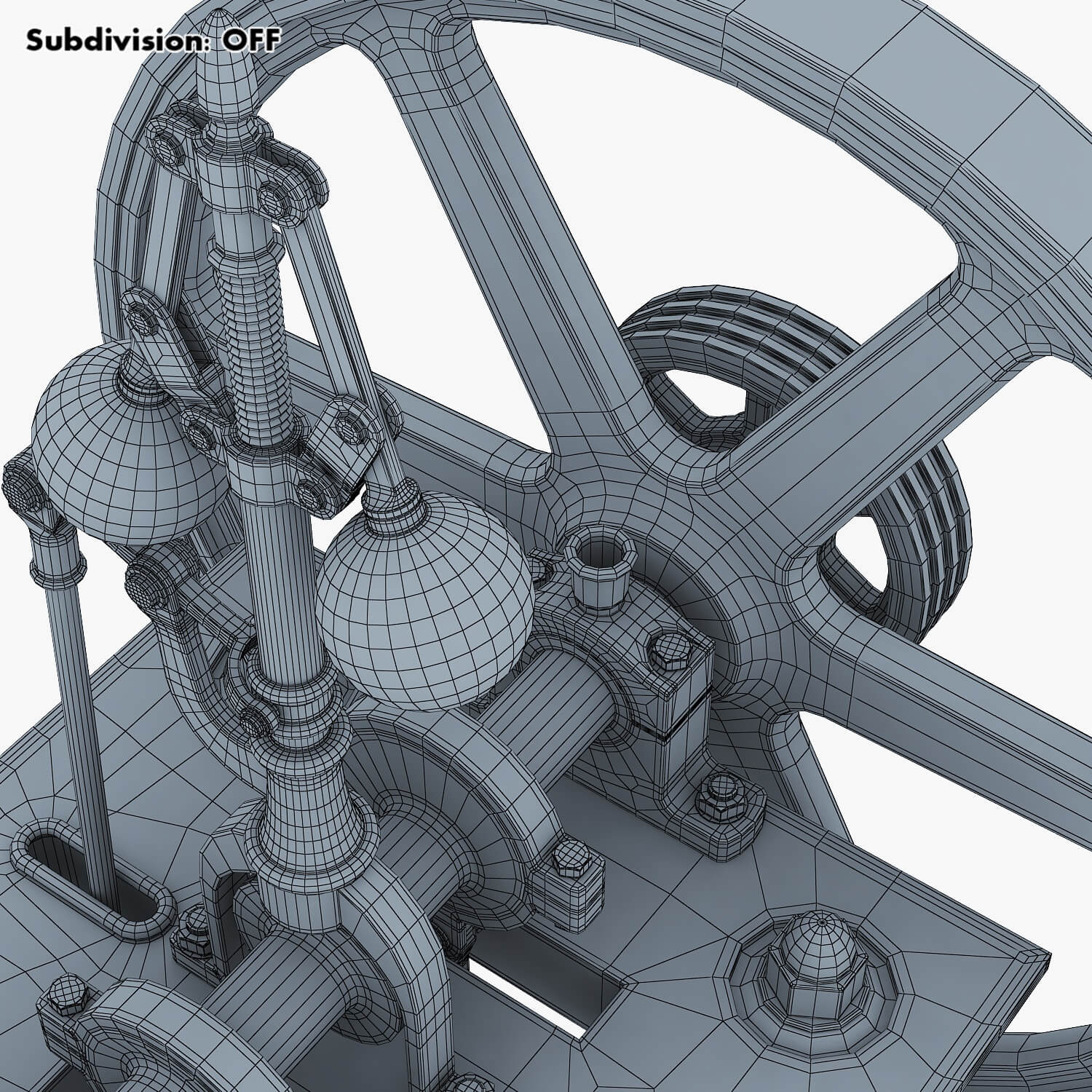 Classic Beam Steam Engine With Flywheel M1 - 3D Model by Zurel