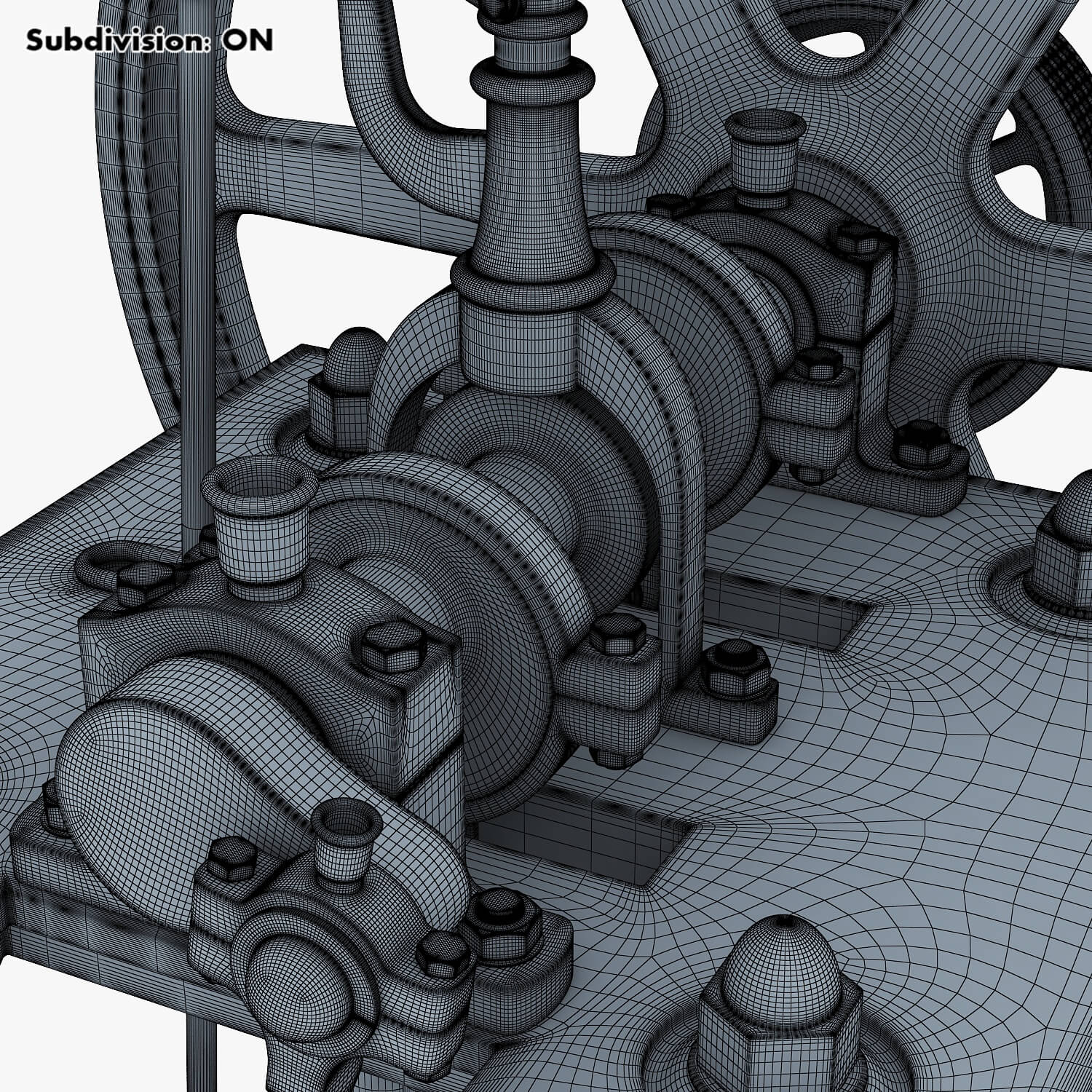 Classic Beam Steam Engine With Flywheel M1 - 3D Model by Zurel