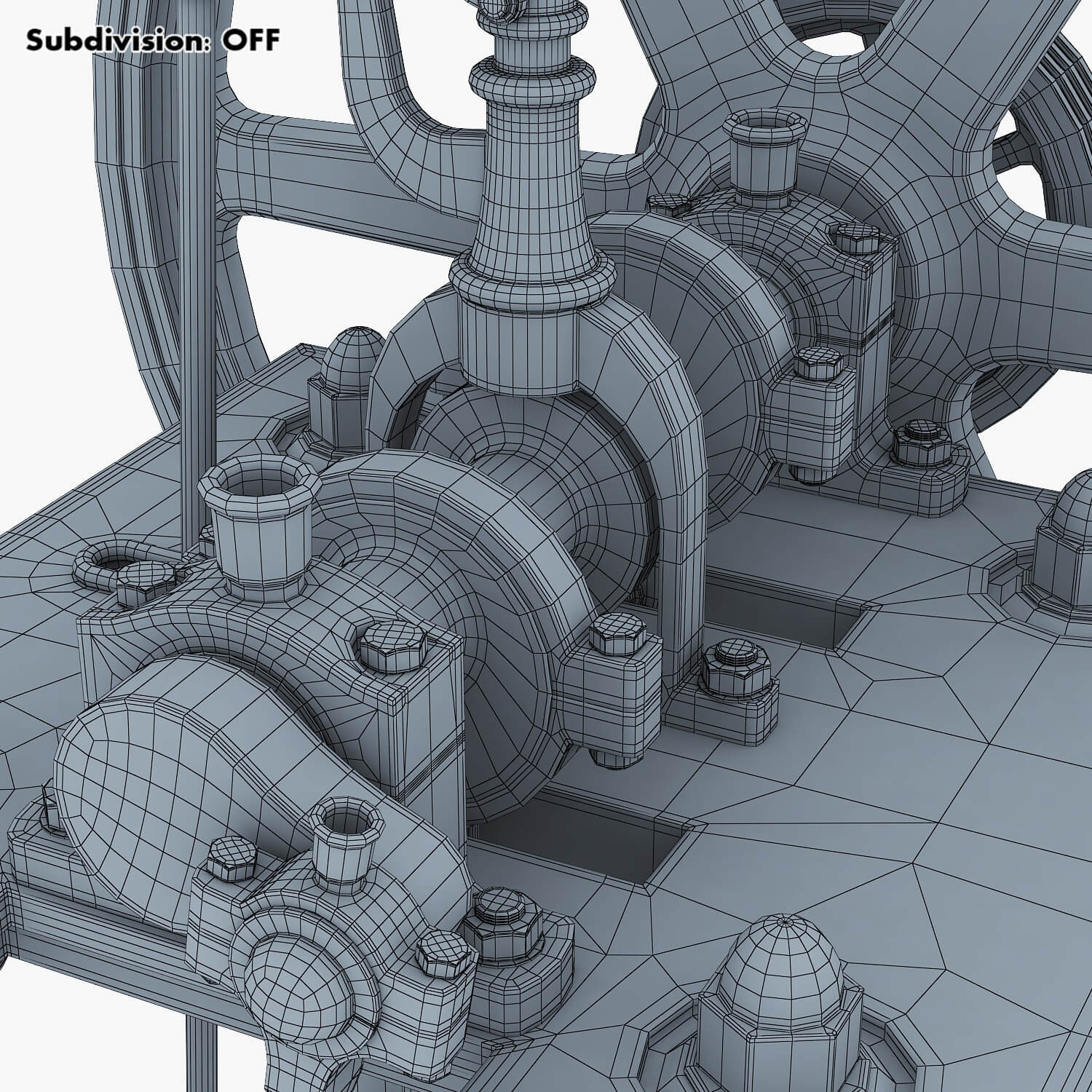 Classic Beam Steam Engine With Flywheel M1 - 3D Model by Zurel