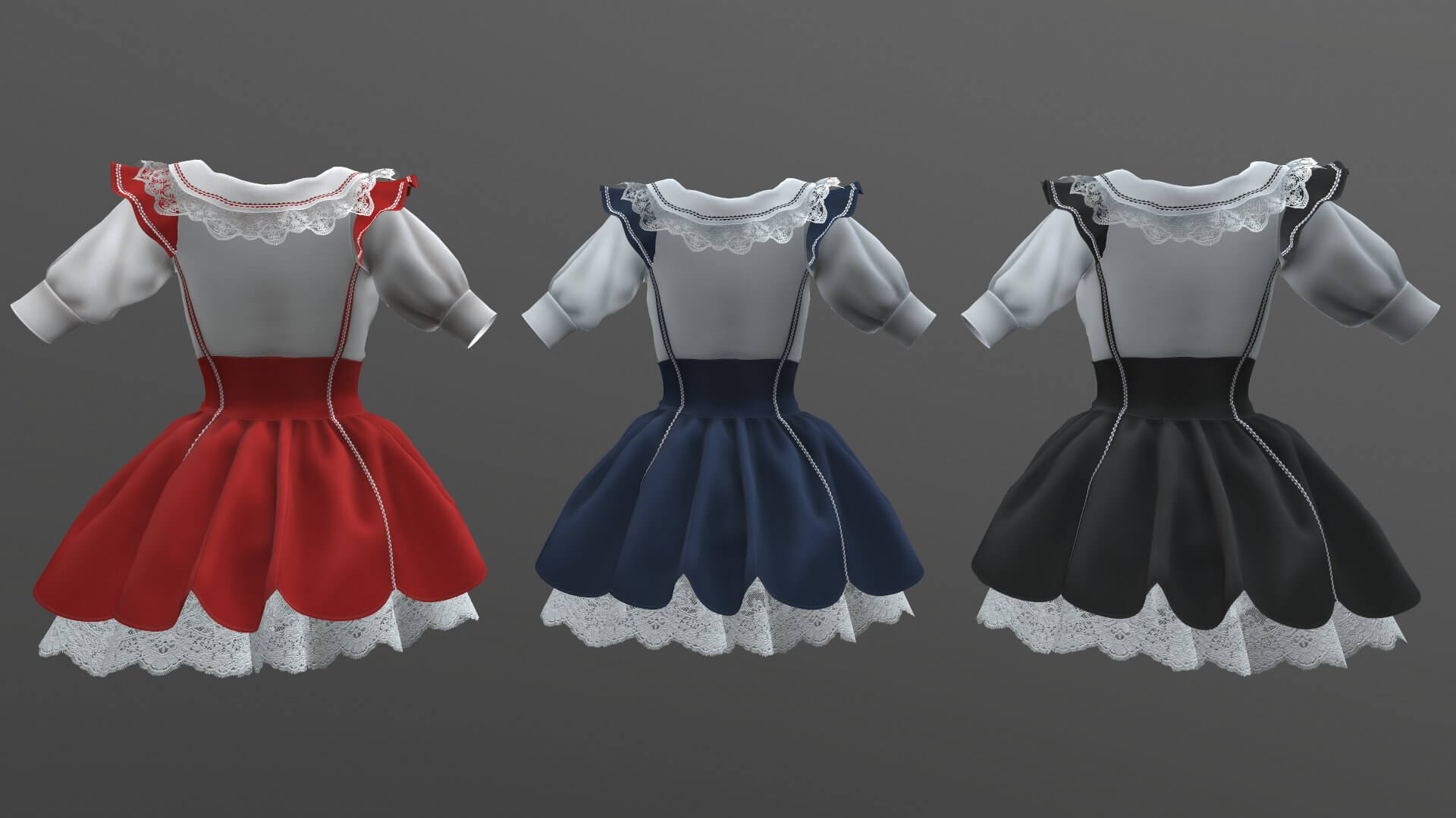 Gothic-Loli Dress - 3 Colors 3D Model by zvanka