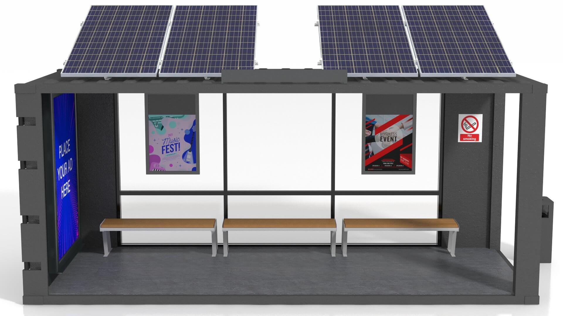 20 Foot Container Bus Stop - 3D Model by zyed