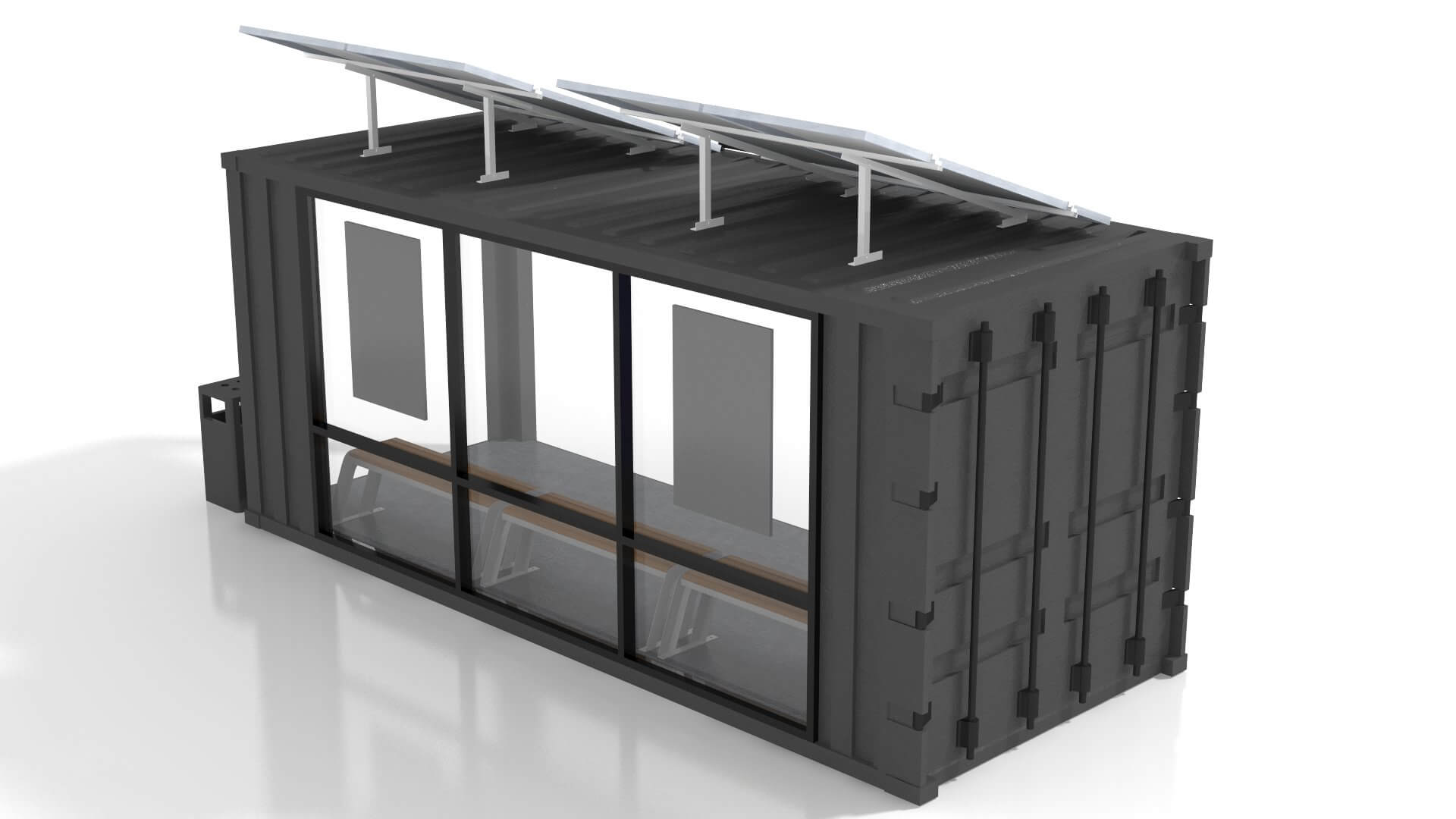 20 Foot Container Bus Stop - 3D Model by zyed