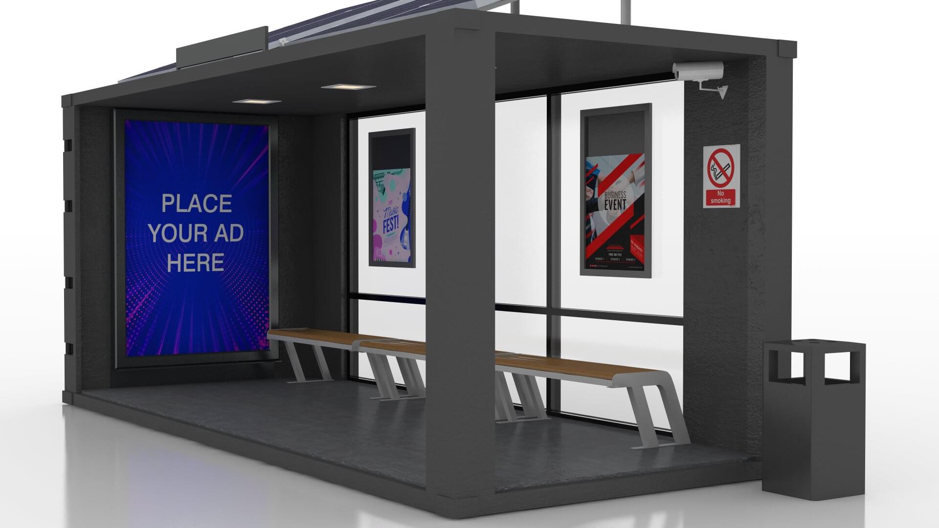 20 Foot Container Bus Stop - 3D Model by zyed