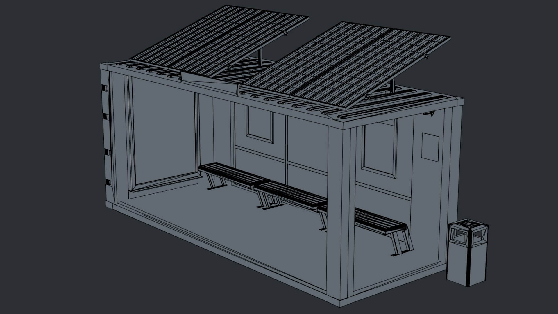 20 Foot Container Bus Stop - 3D Model by zyed