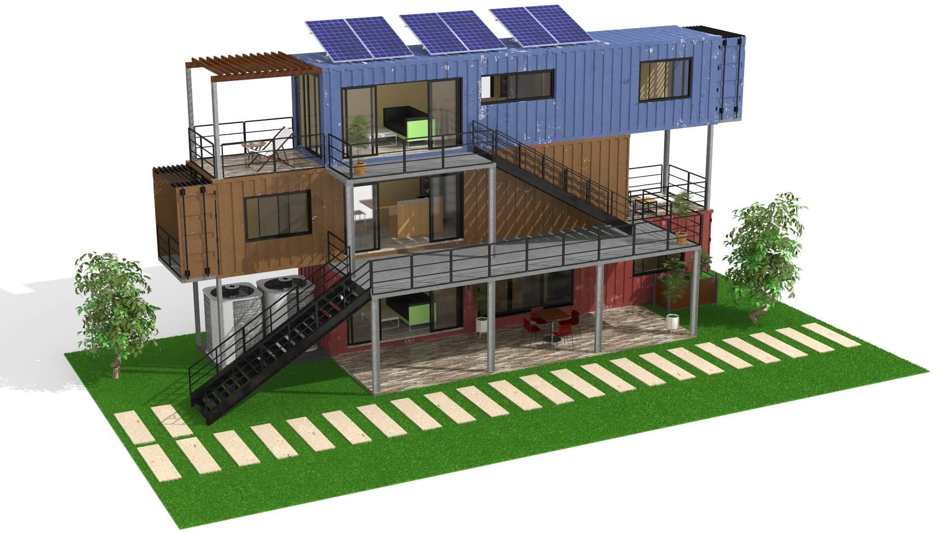 Shipping Container Houses - 3D Model by zyed