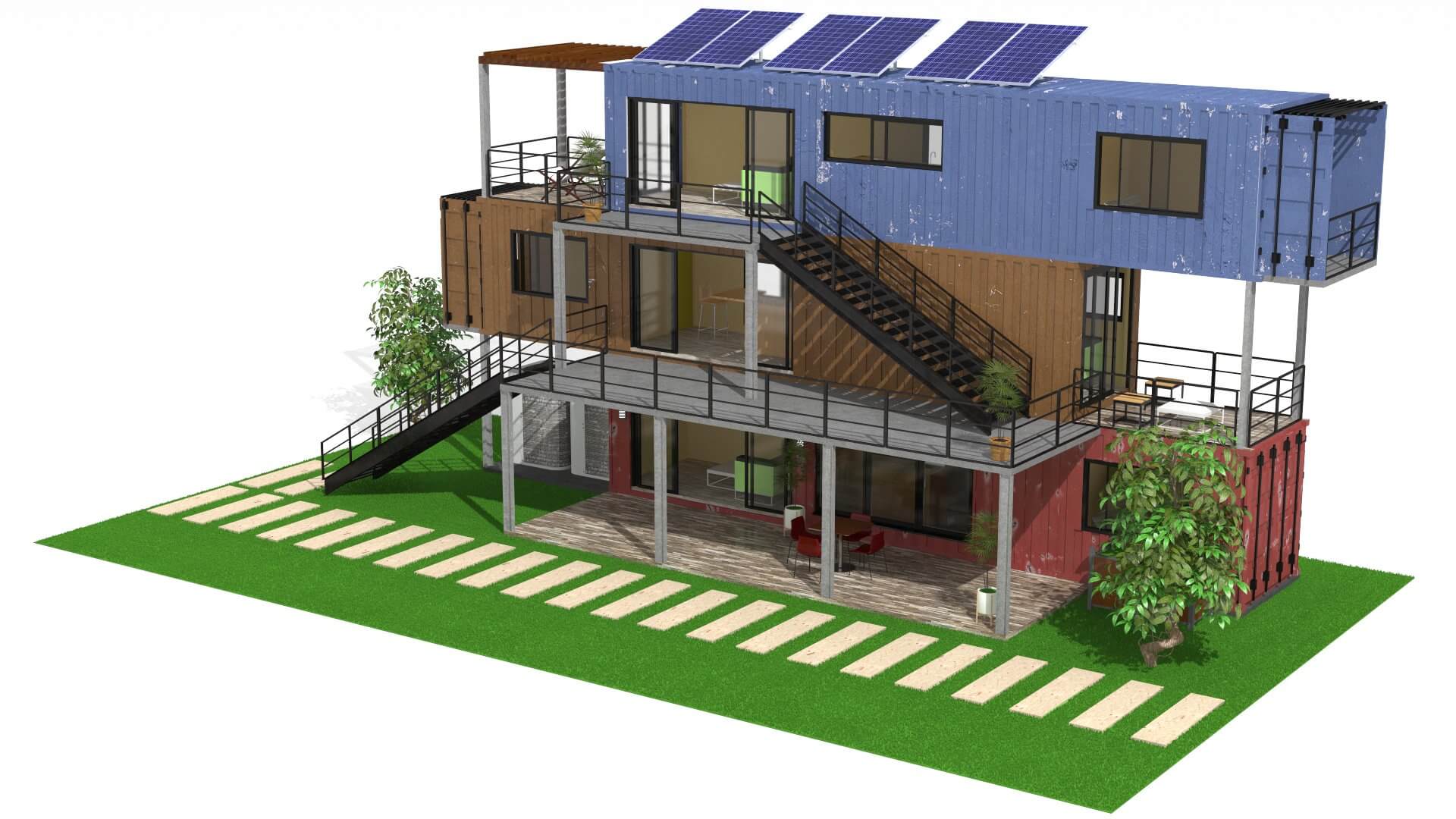 Shipping Container Houses - 3D Model by zyed
