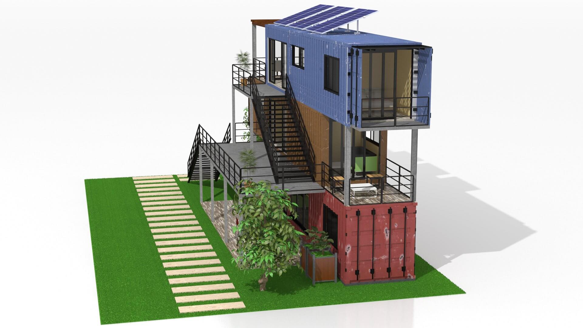 Shipping Container Houses - 3D Model by zyed