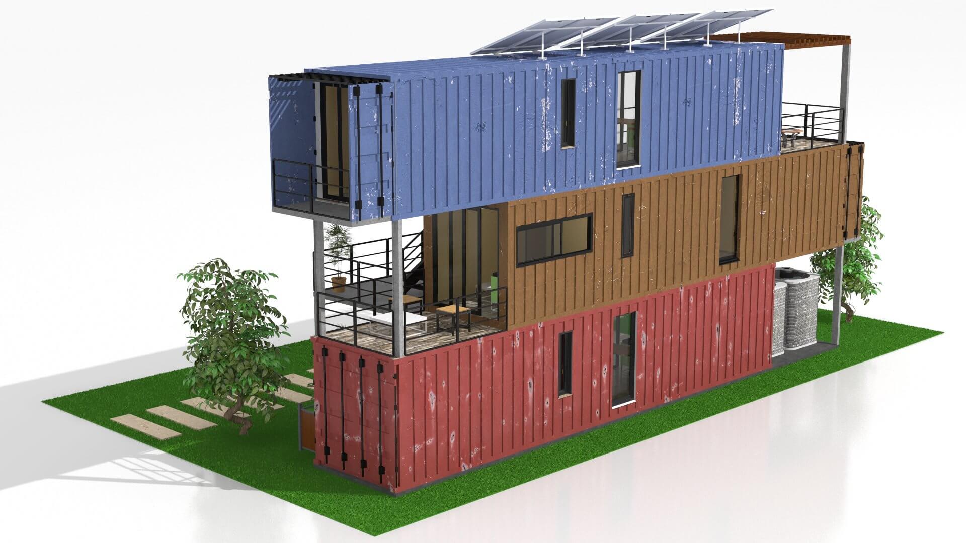 Shipping Container Houses - 3D Model by zyed