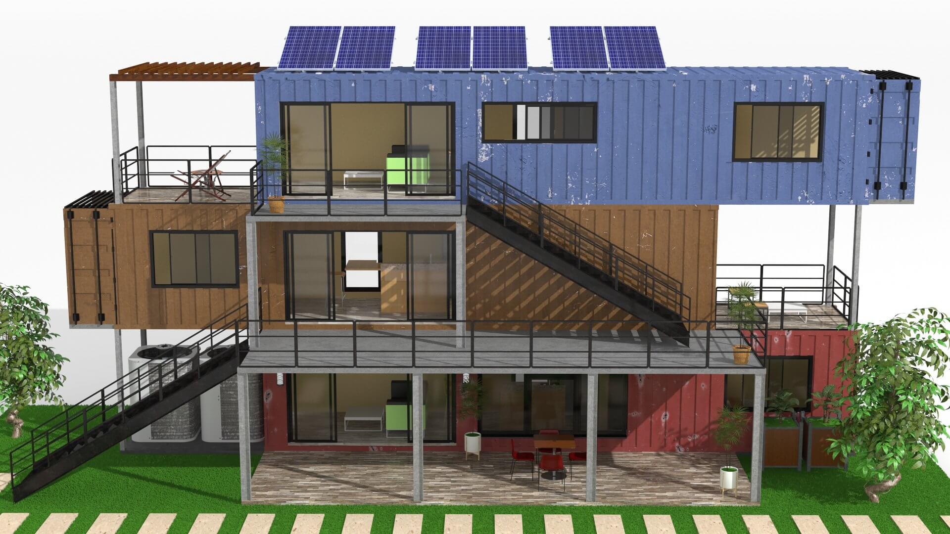 Shipping Container Houses - 3D Model by zyed