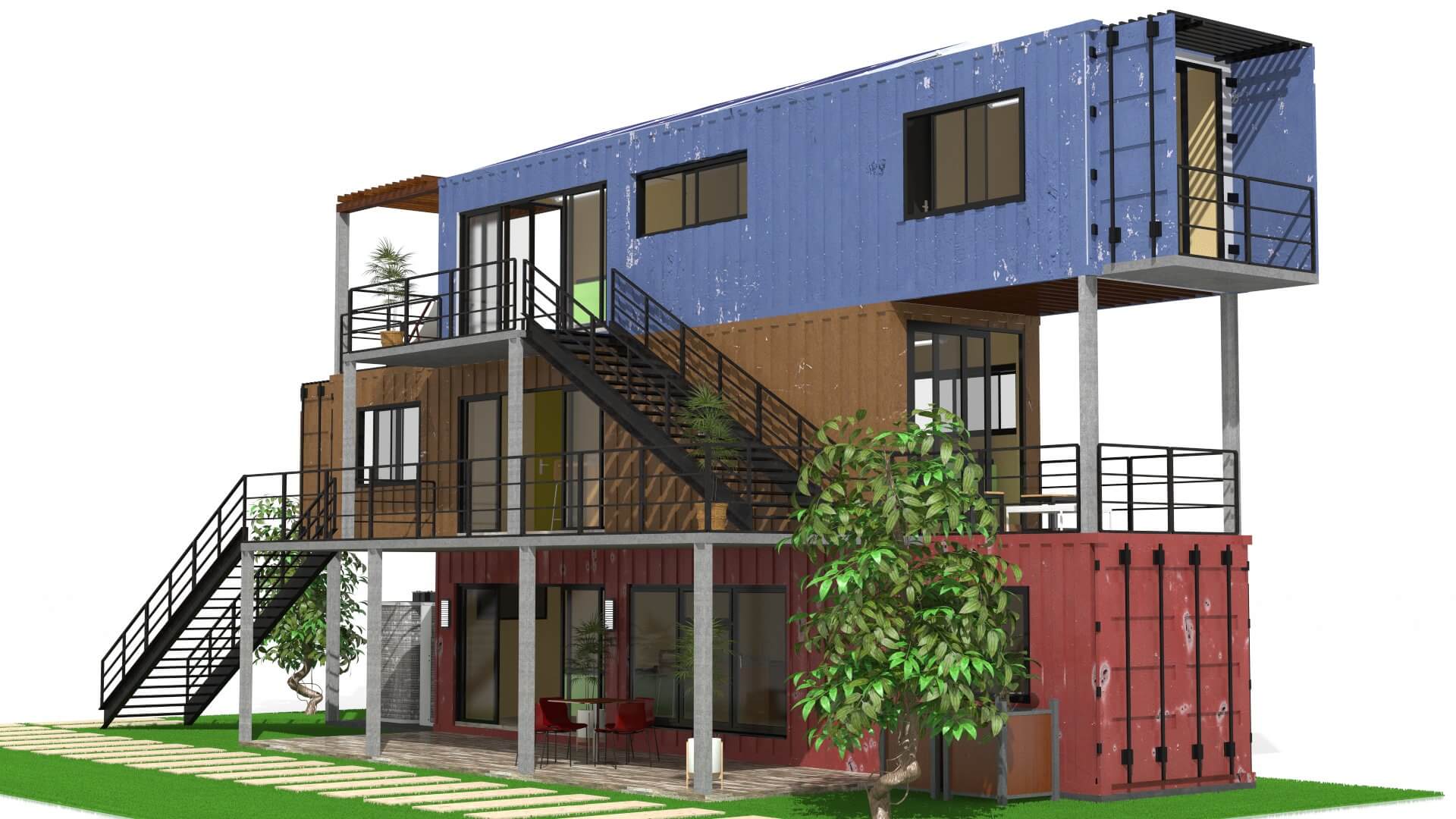 Shipping Container Houses - 3D Model by zyed