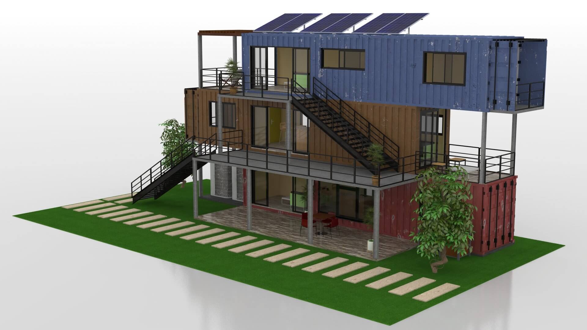 Shipping Container Houses - 3D Model by zyed