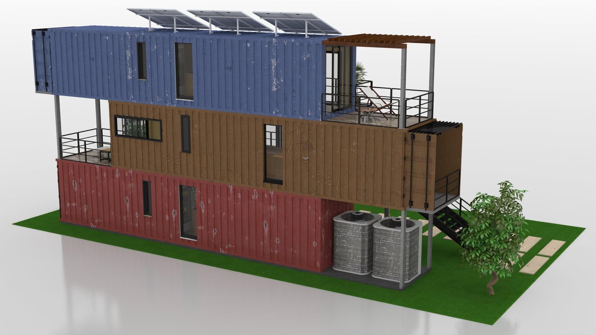Shipping Container Houses - 3D Model by zyed