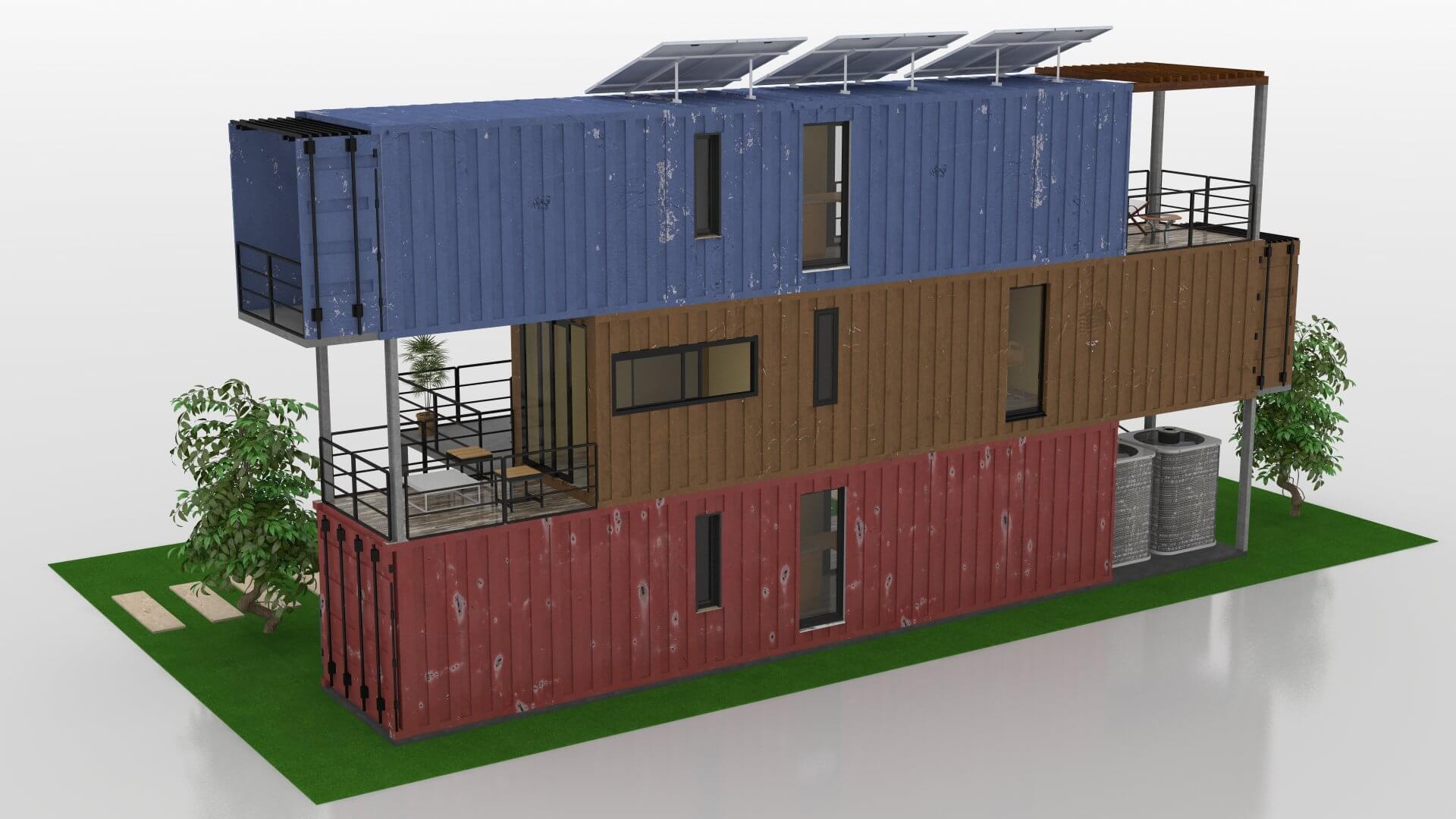 Shipping Container Houses - 3D Model by zyed