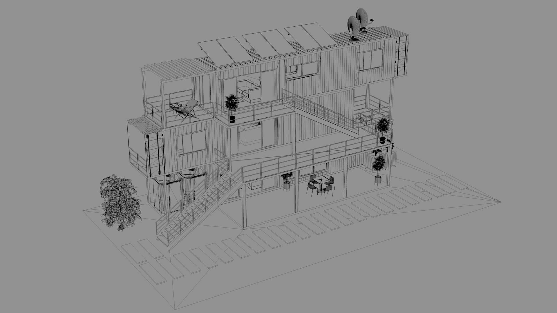 Shipping Container Houses - 3D Model by zyed