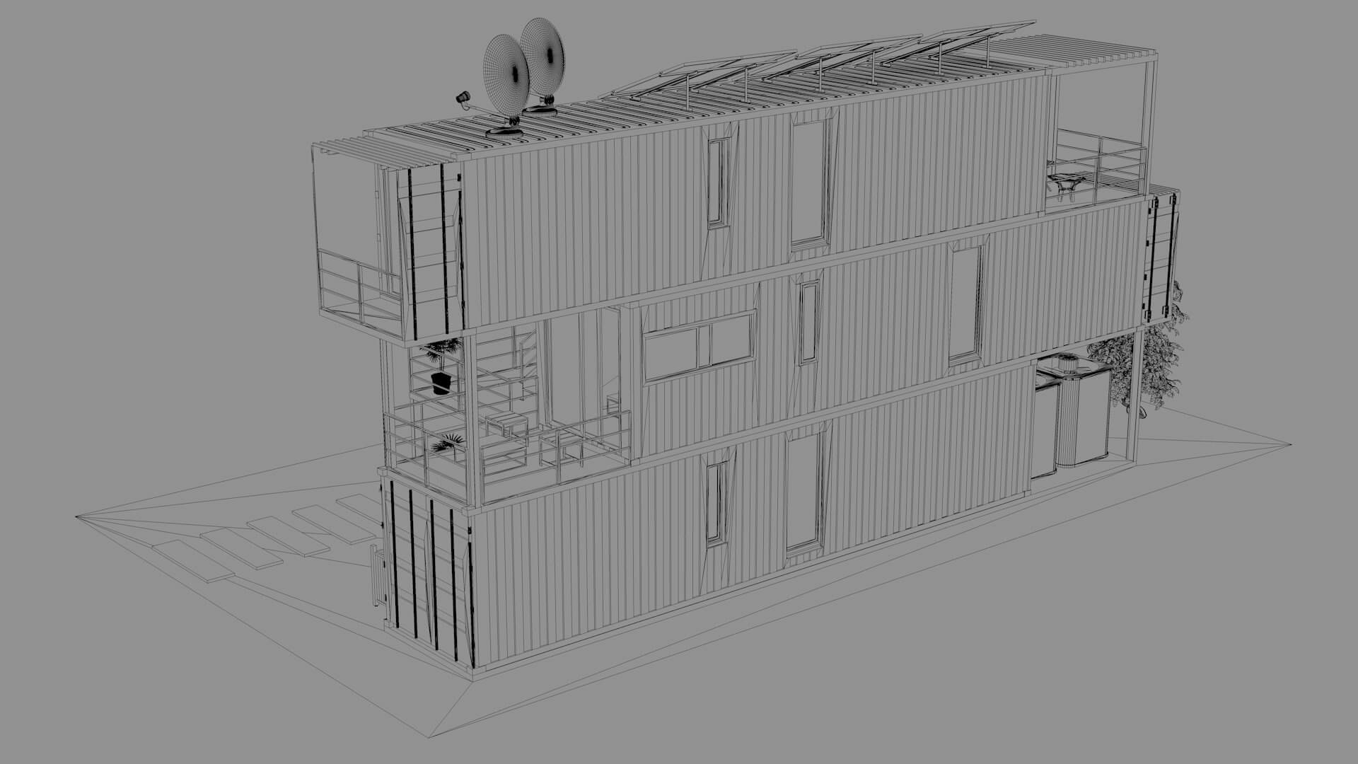 Shipping Container Houses - 3D Model by zyed