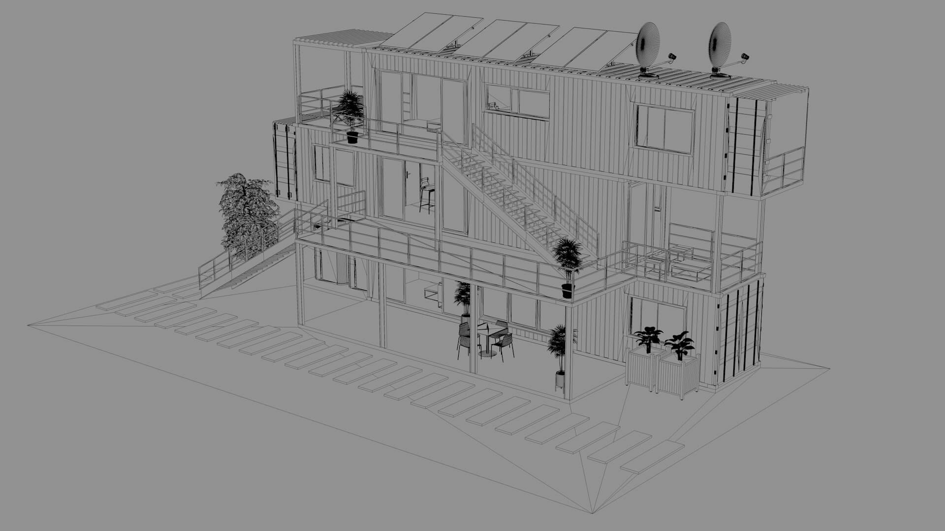 Shipping Container Houses - 3D Model by zyed