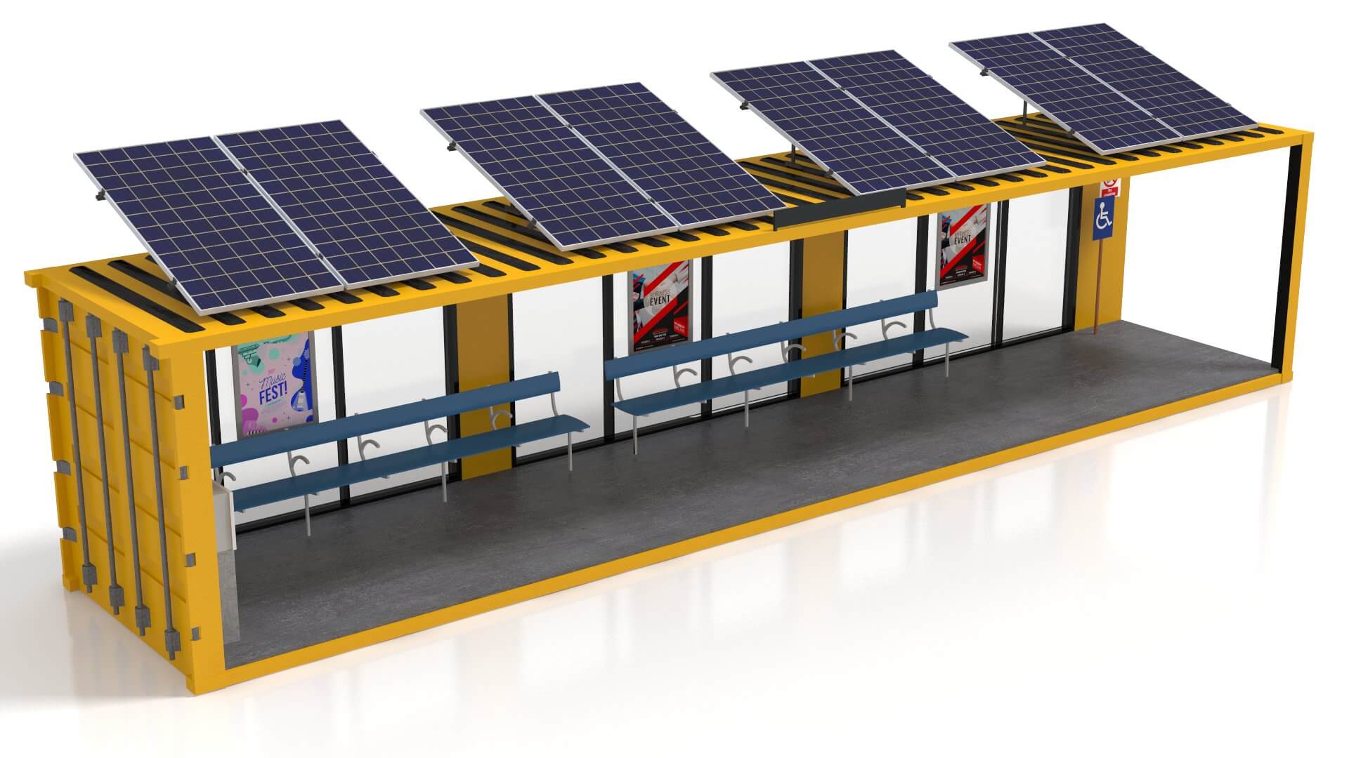 40 Foot Container Bus Stop - 3D Model by zyed