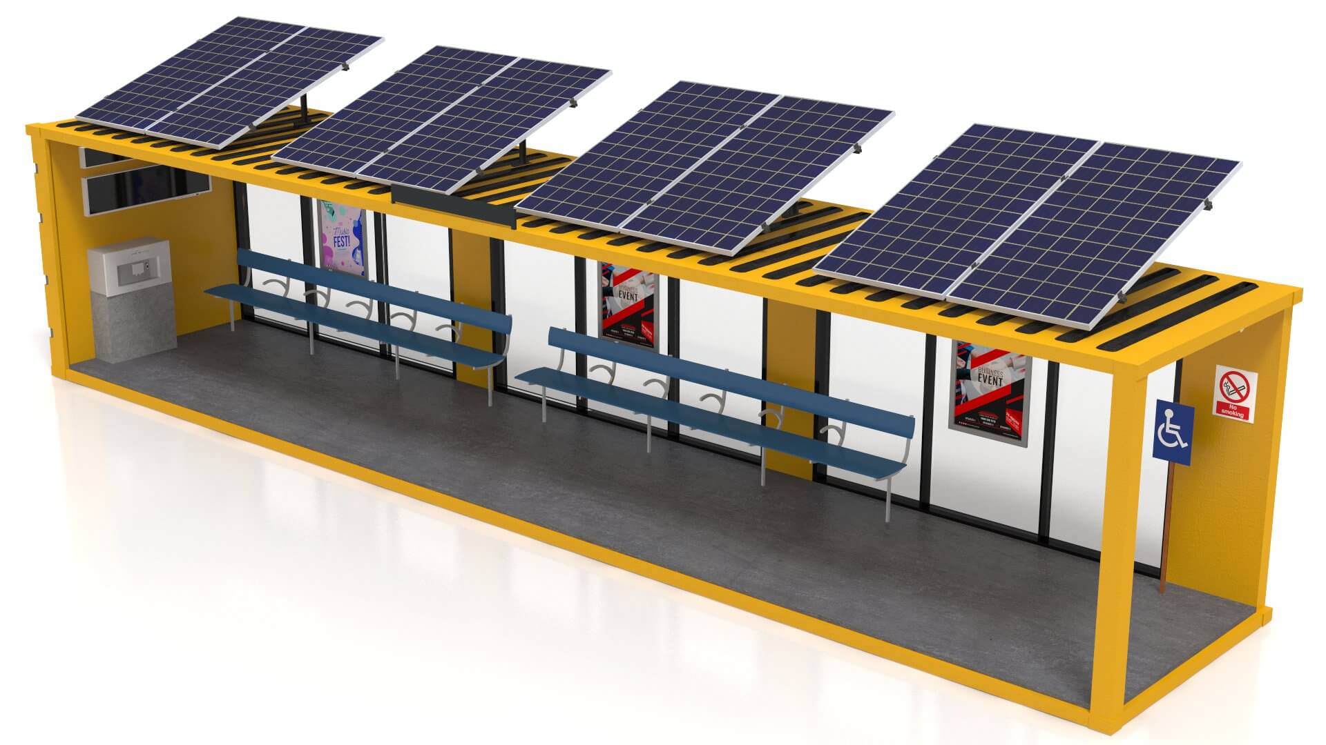 40 Foot Container Bus Stop - 3D Model by zyed